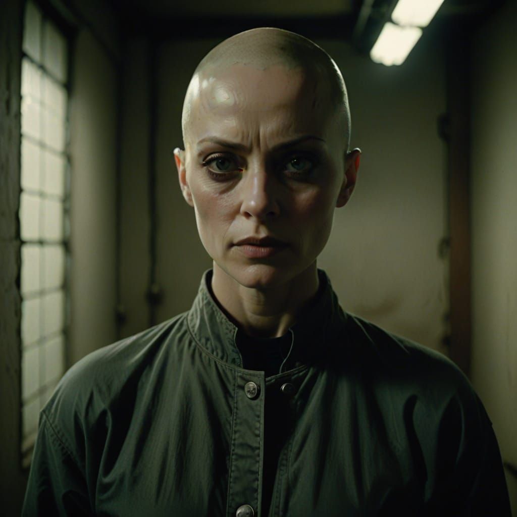 Ethereal Woman in Straitjacket Captured in Moody C... - AI Art