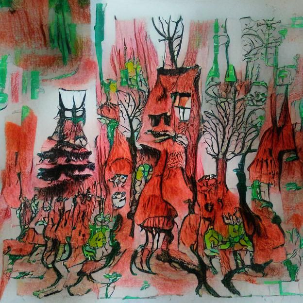 Hellish forest drawing - AI Generated Artwork - NightCafe Creator