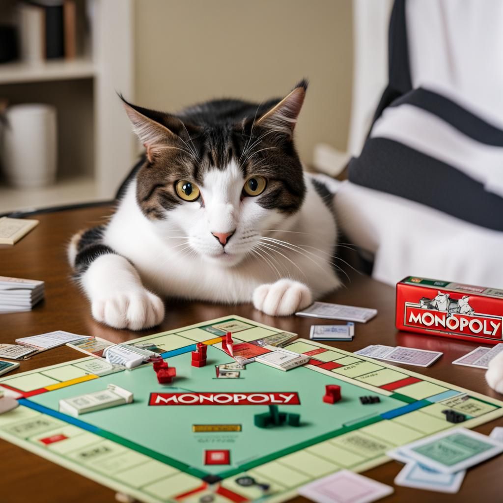 Cat Playing Monopoly - AI Generated Artwork - NightCafe Creator
