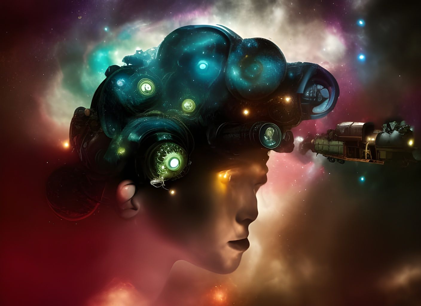 Cosmic Steam Train - AI Generated Artwork - NightCafe Creator