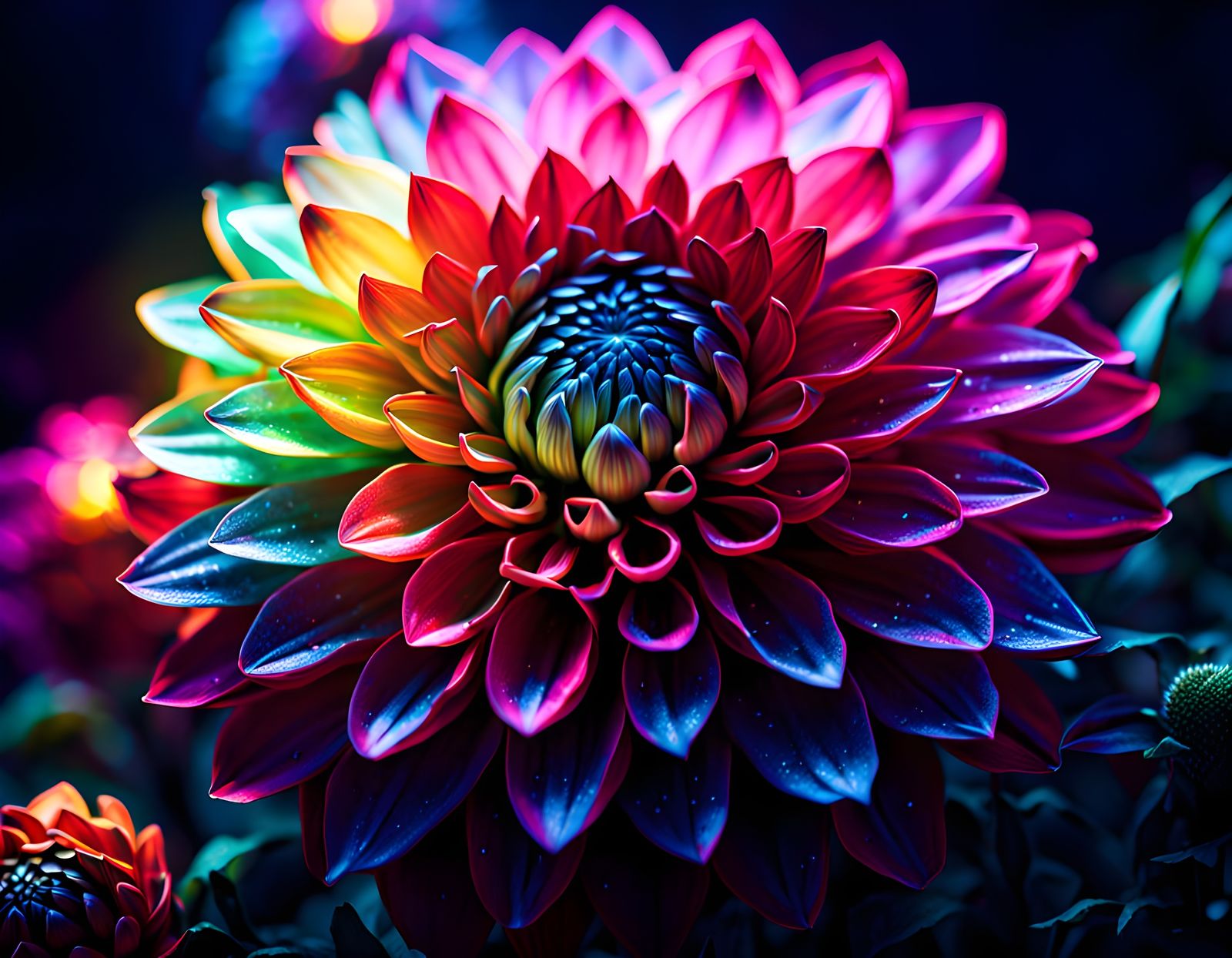 Fractals in nature: Geometry of a Blooming Dahlia