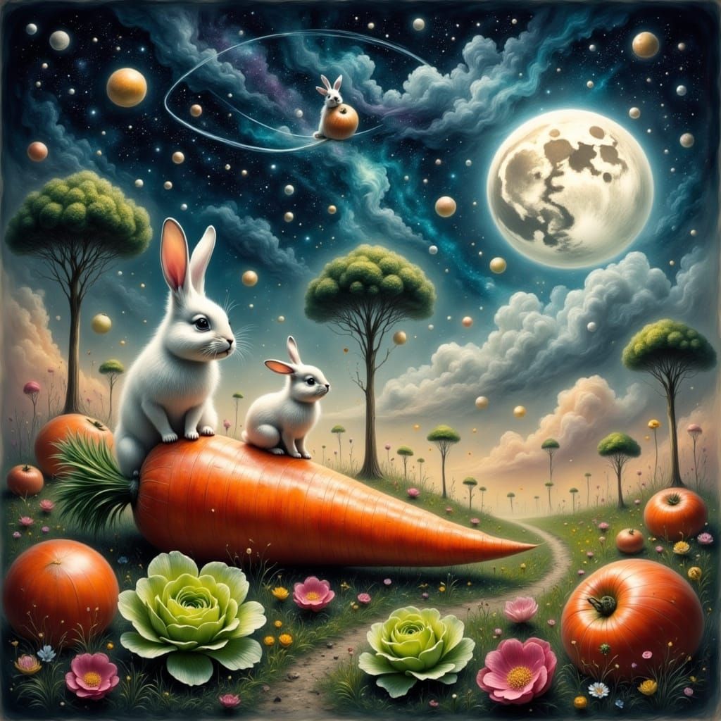 what do rabbits dream about? - Surreal Carrots Rise Like Cel...