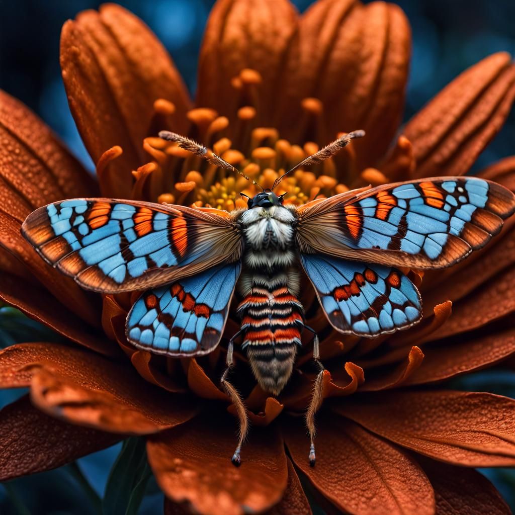 Moth on Flower - AI Generated Artwork - NightCafe Creator