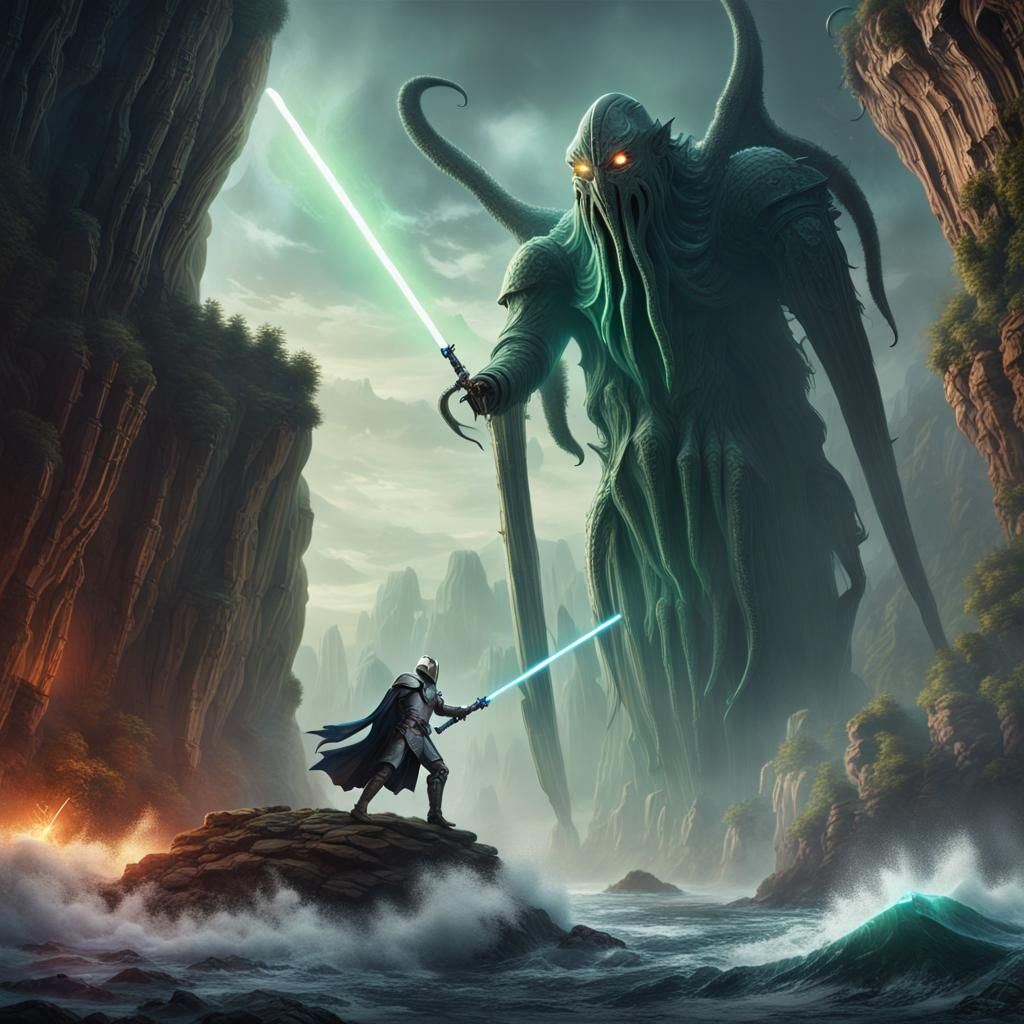 A Clash of Eras: A medieval knight vs Cthulhu 2 - AI Generated Artwork ...