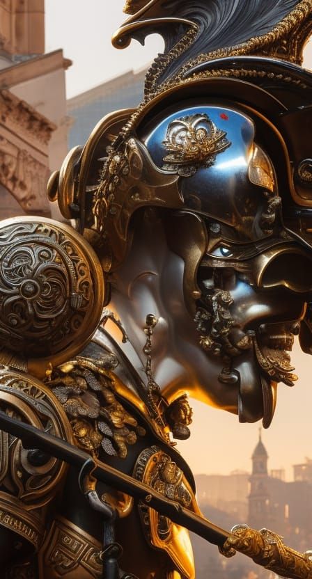 Armored German Shepherd Greek Statue in Rococo Sty... - AI Art