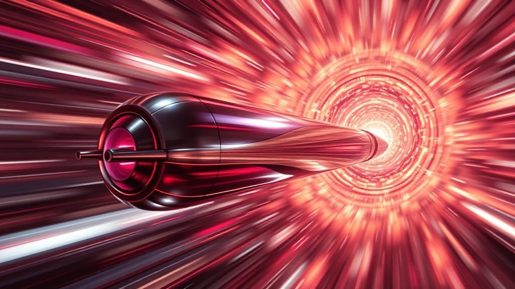 Sleek Interstellar Starship Accelerates into Swirl... - AI Art