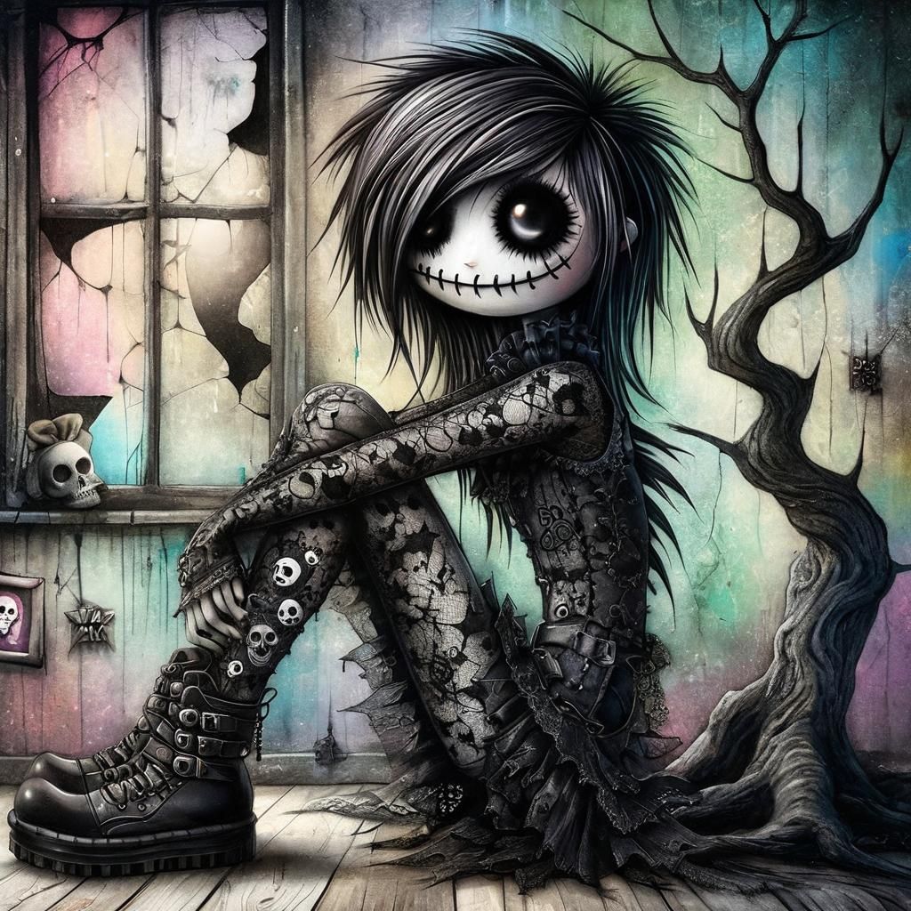 Goth girl - Ethereal Goth Siren in Dark Attire