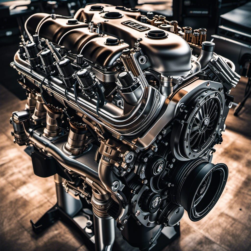 Silver V10 Engine - AI Generated Artwork - NightCafe Creator