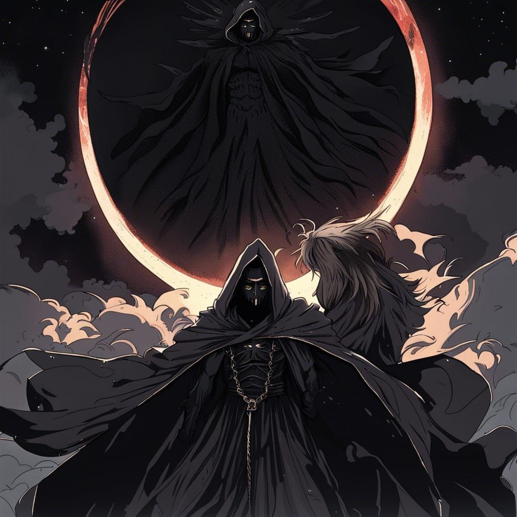 Berserk Jesus Christ wearing black robes during a eclipse - AI ...