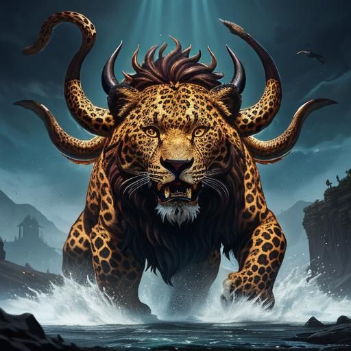 The seven-headed beast the shape of a leopard - AI Generated Artwork ...