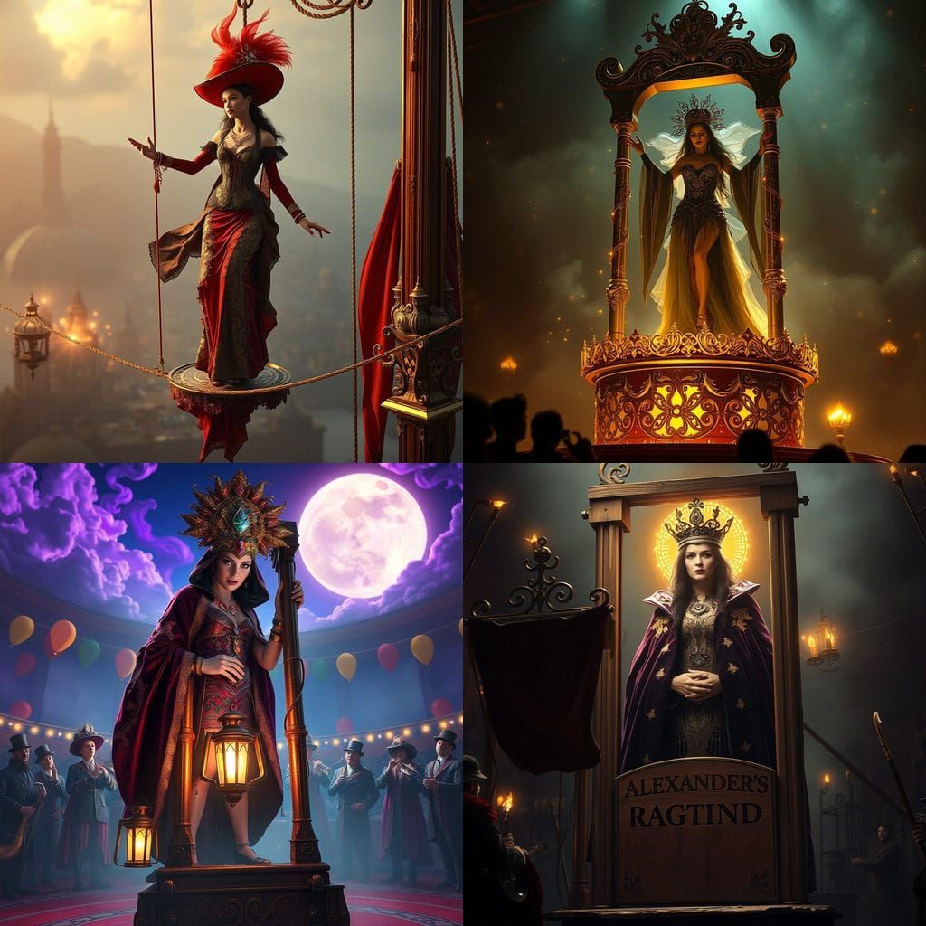 Fantastical Gypsy Queen on Guillotine in Vibrant, ... - AI Art