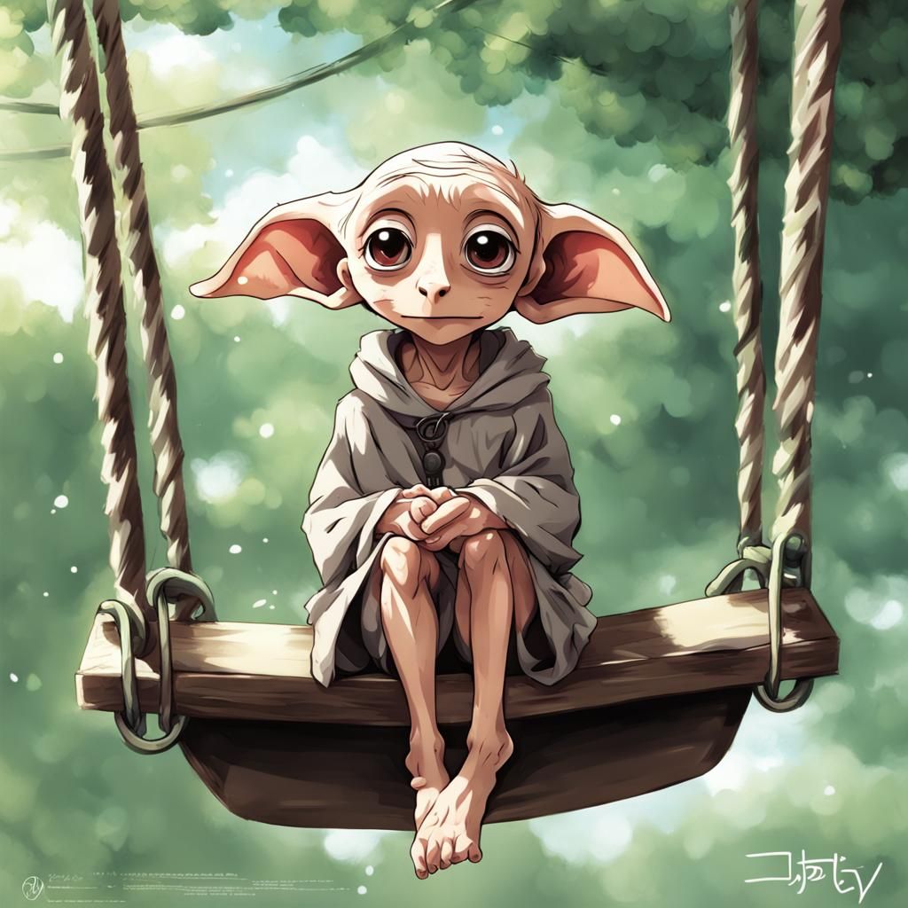 dobby sitting on a swing - AI Generated Artwork - NightCafe Creator