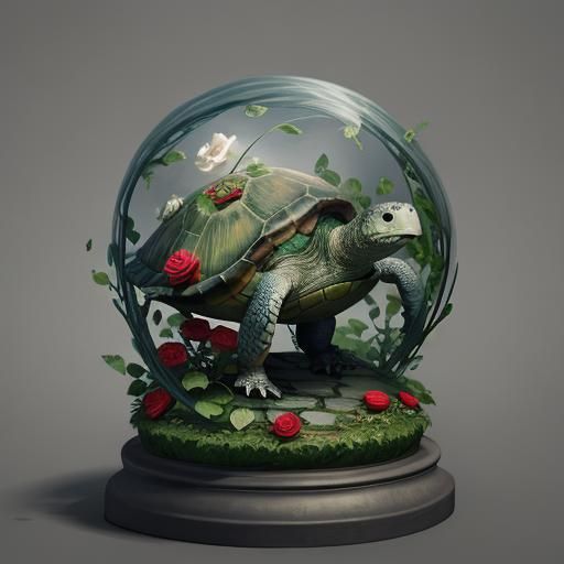 turtle fused into roses - AI Generated Artwork - NightCafe Creator