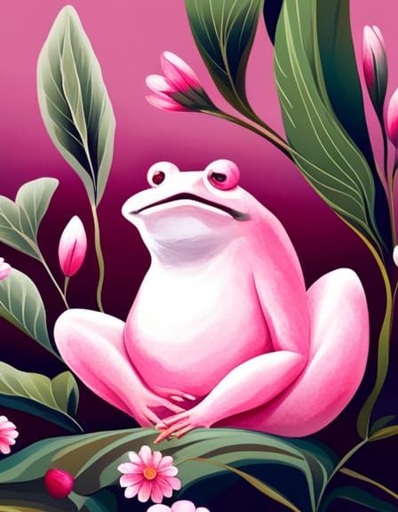 happy pink fat frog - AI Generated Artwork - NightCafe Creator