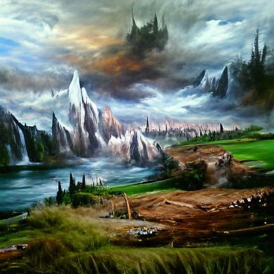 Epic Fantasy landscape oil on canvas concept art - AI Generated Artwork ...