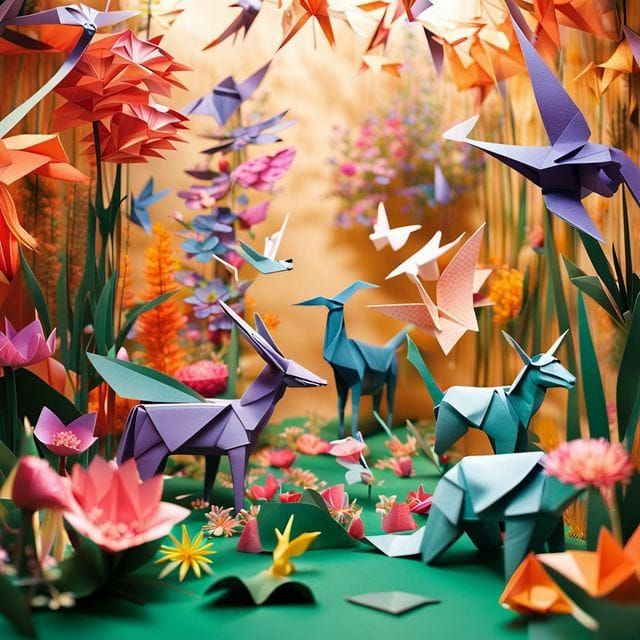 The Living Origami Garden - AI Generated Artwork - NightCafe Creator