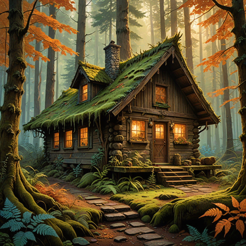A cozy cabin - Surreal Natural Wonder in Earthy, Hyper-Reali...