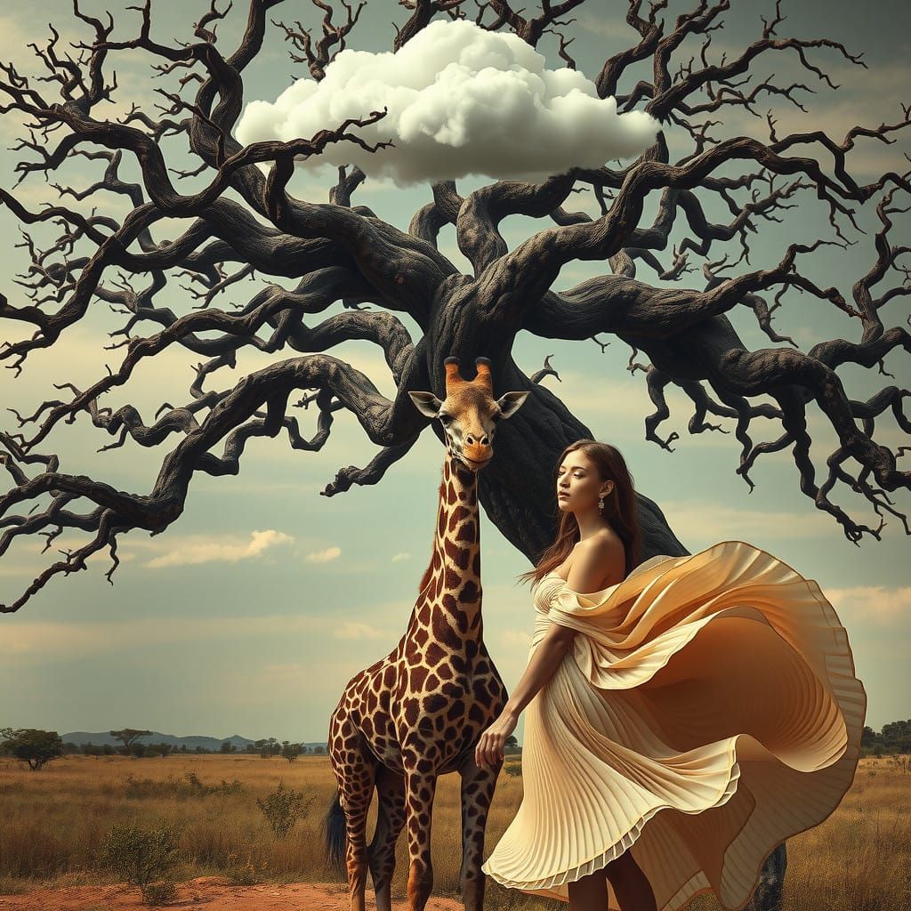 Pleat - Dreamlike Encounter Beneath a Twisted Baobab