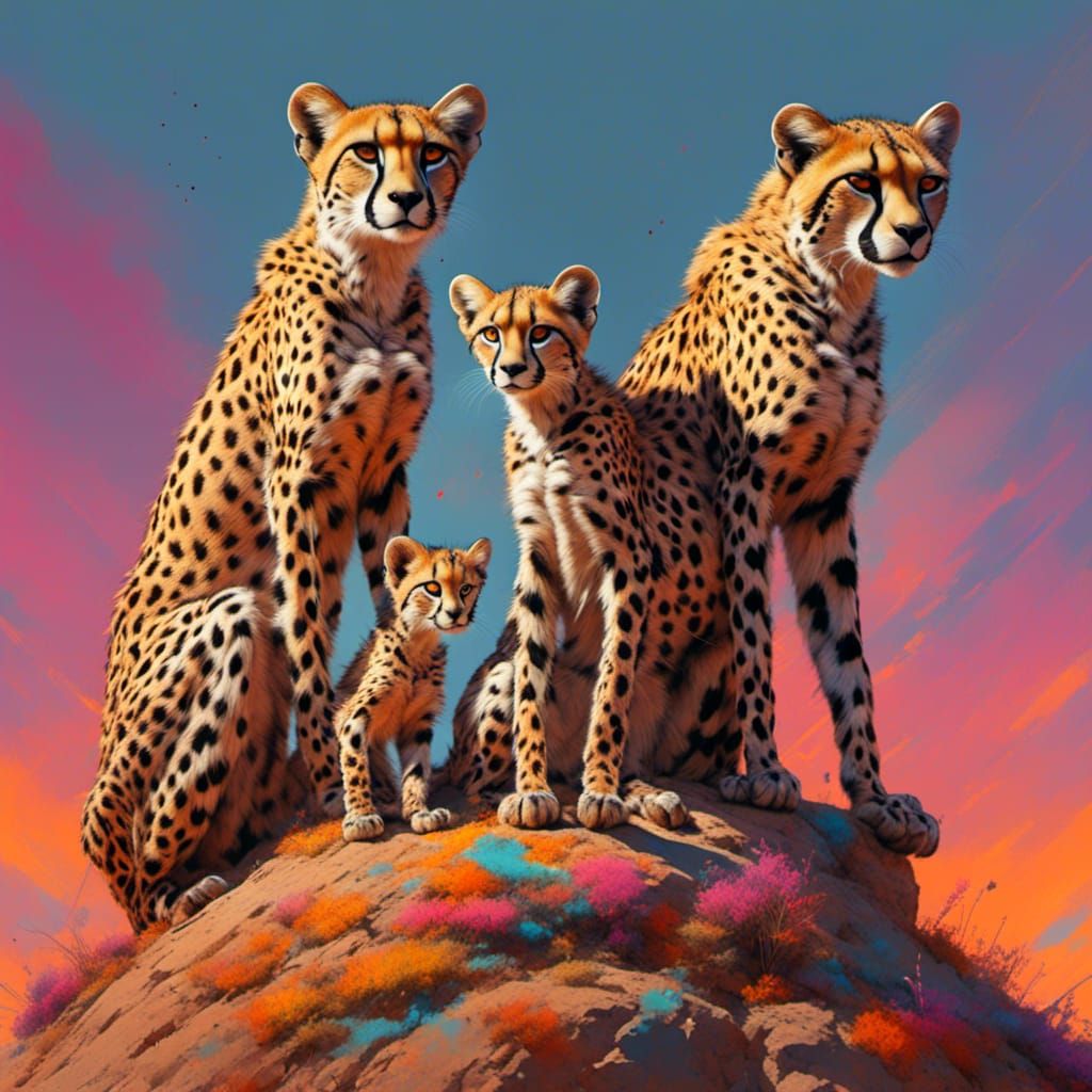Cheetah Family - AI Generated Artwork - NightCafe Creator