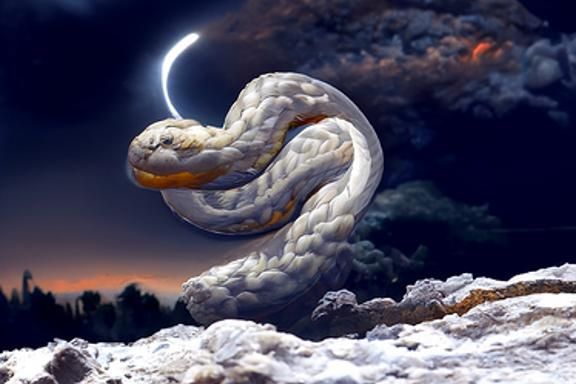 Albino snake around the moon in the night sky - AI Generated Artwork ...