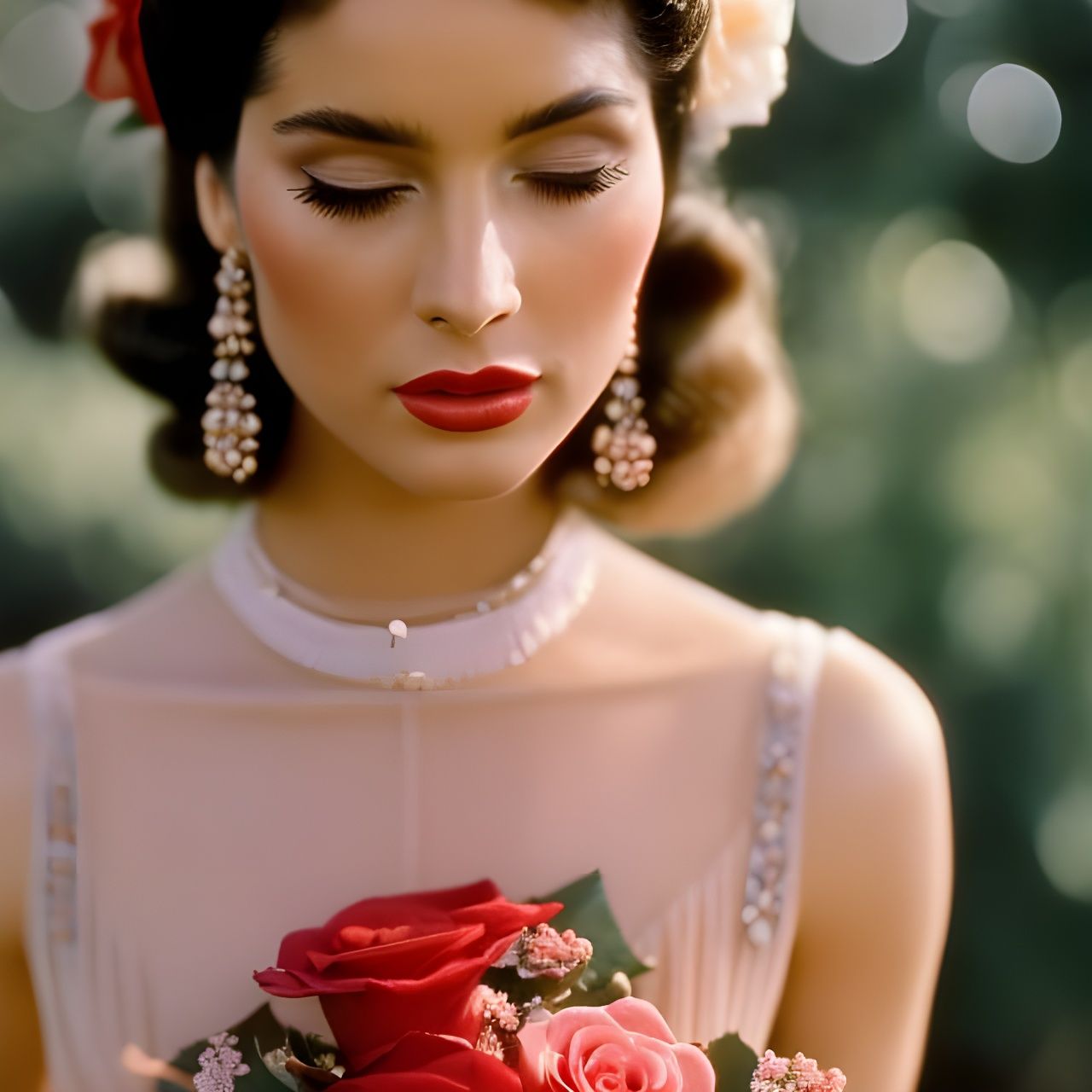 Portrait - Roses - AI Generated Artwork - NightCafe Creator