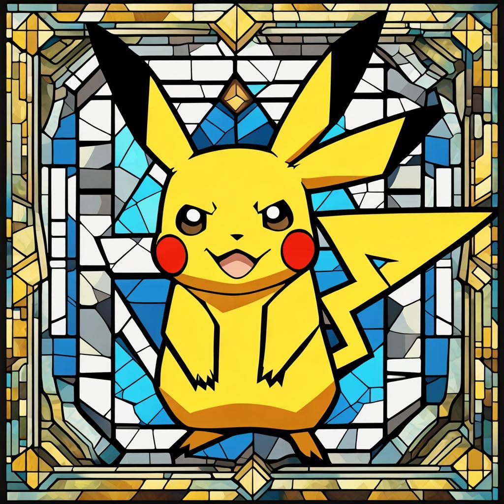 Pikachu mosaic stain glass window - AI Generated Artwork - NightCafe ...