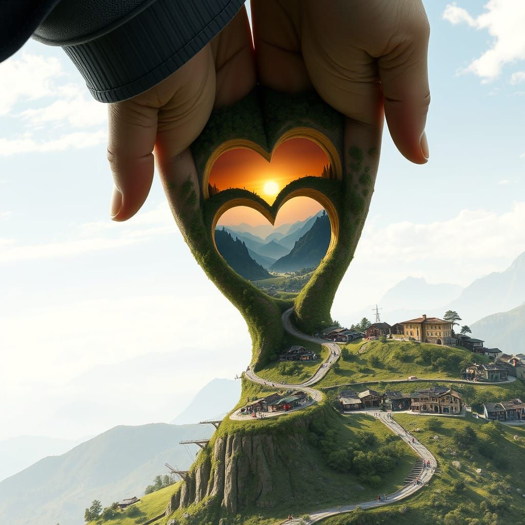 Village life - Vibrant Village Life Shaped Like Perfect Han...