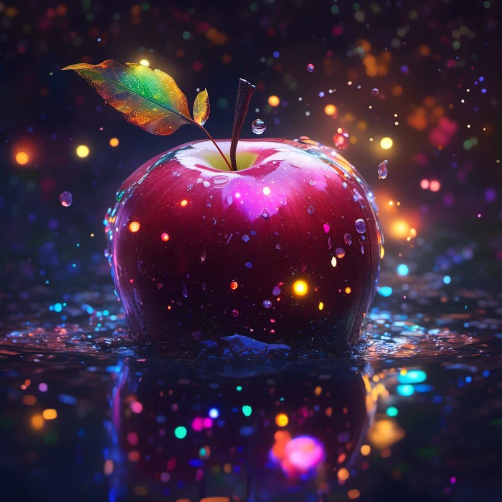 "a beautiful colorful magical apple in a puddle" high resolution, clear ...