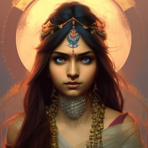 fantasy Indian Girl sharp - AI Generated Artwork - NightCafe Creator