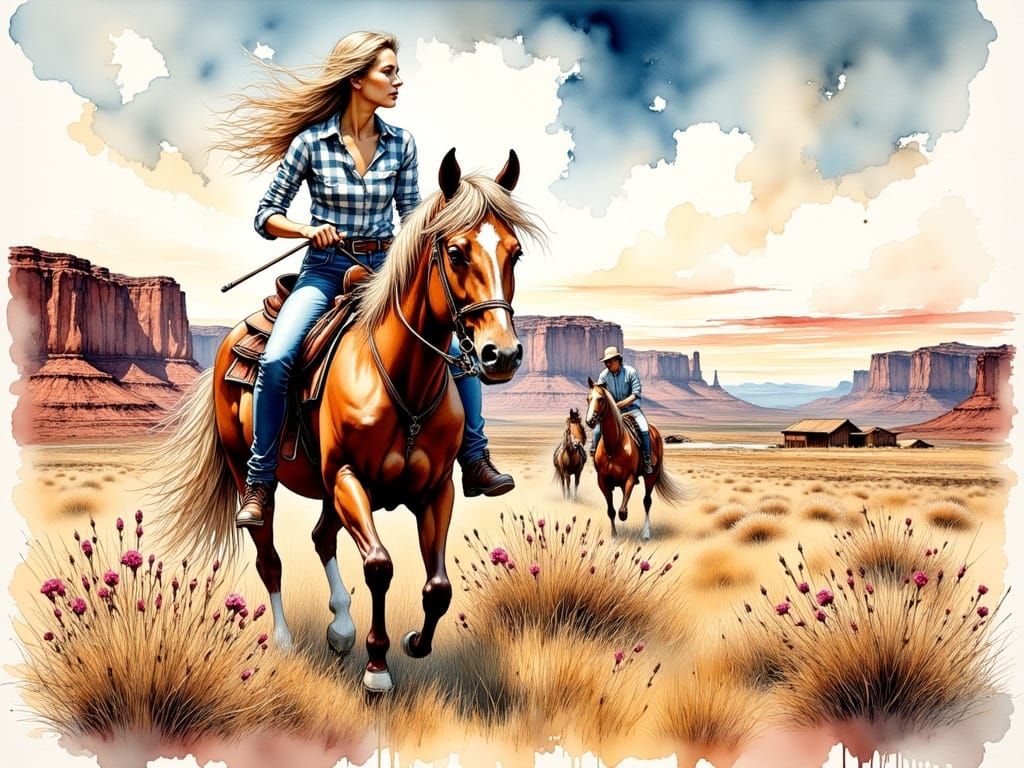 "Hunting Horses" - Hyper Realistic Pulp Magazine Inspired In...