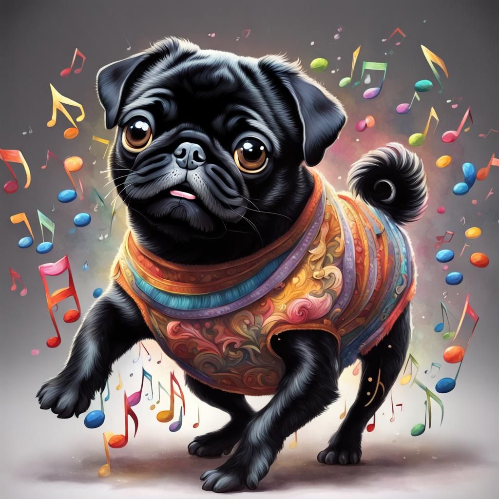 Dancing pug - AI Generated Artwork - NightCafe Creator