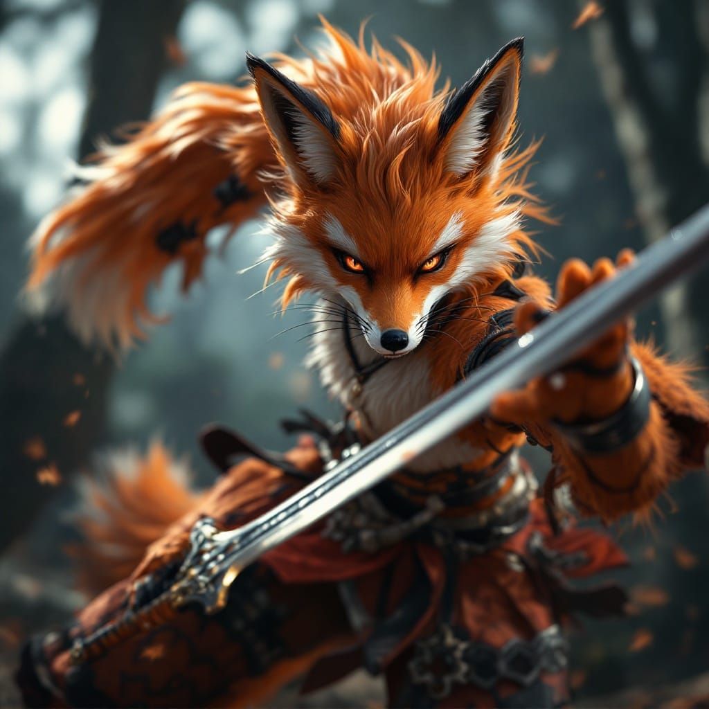anthro nine-tailed fox ,Sword - anthro nine-tailed fox ,Swo...