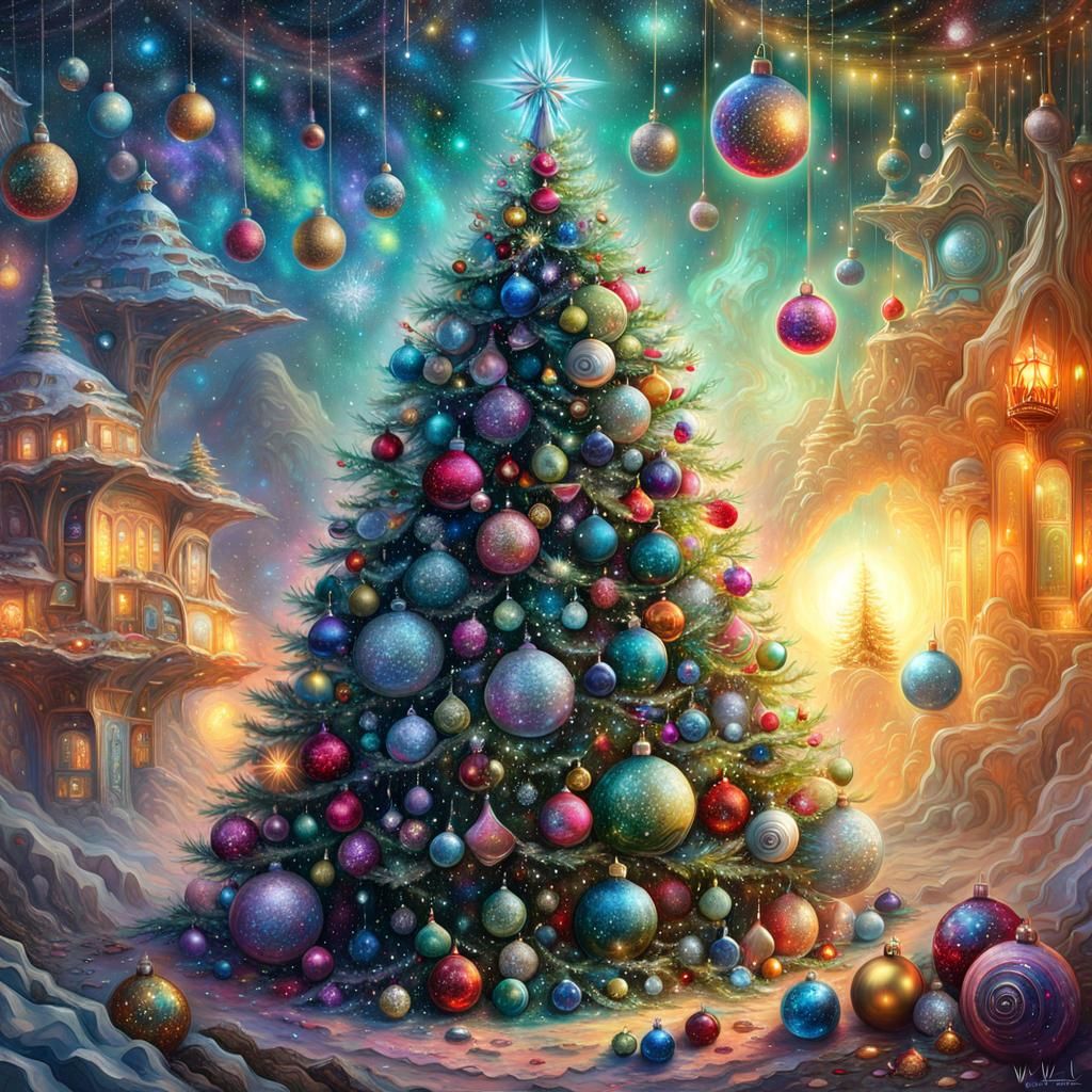 Galactic Christmas Tree of Recycled Materials. #2 - AI Generated Artwork - NightCafe Creator