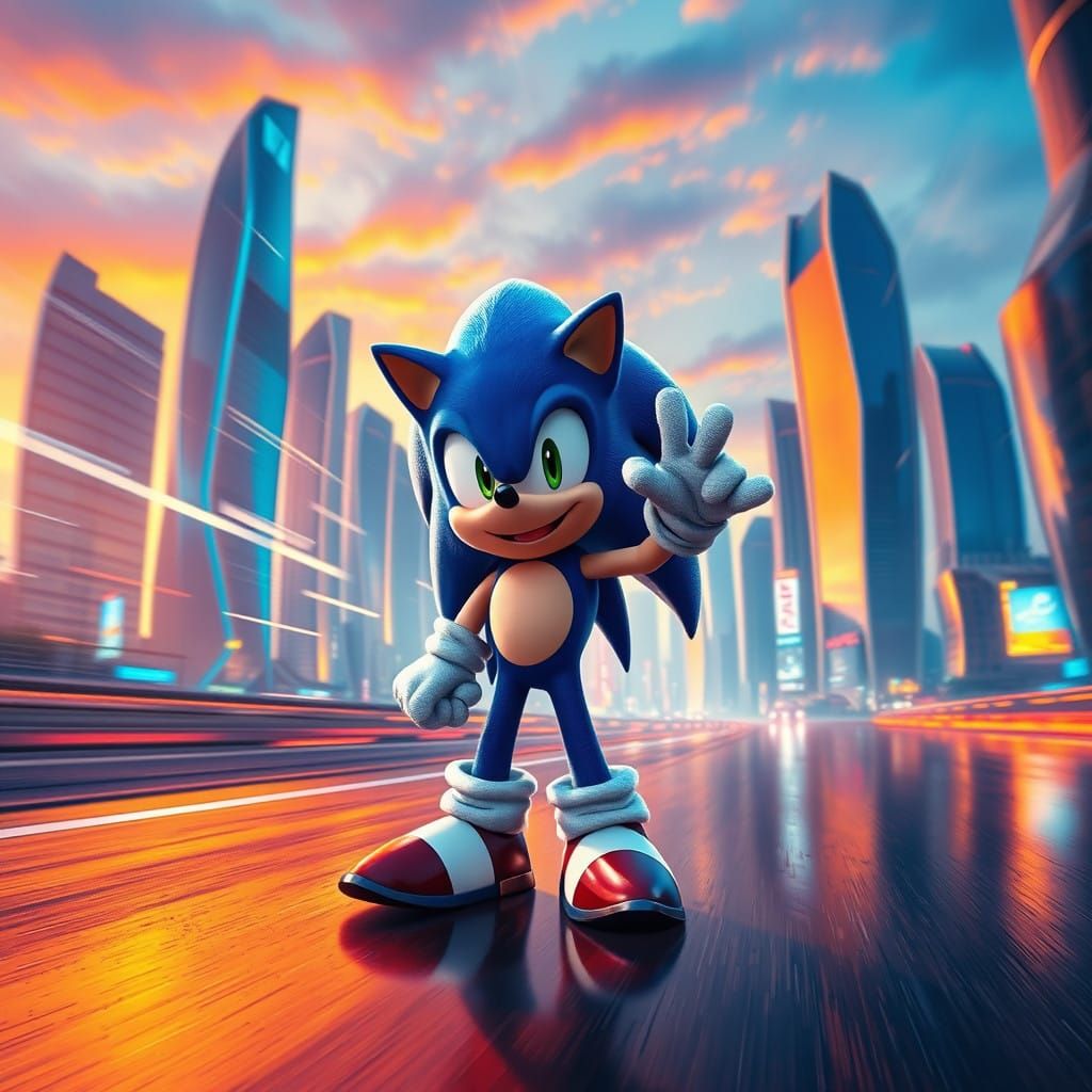 Sonic the Hedgehog Heroic Breakthrough in Vibrant ... - AI Art
