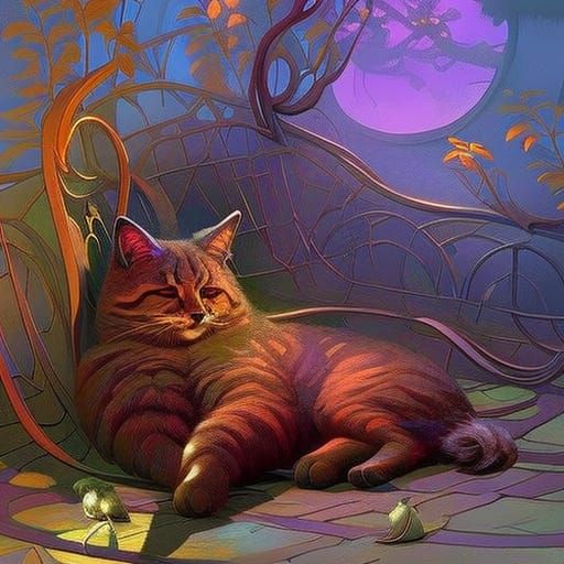 Languid Dramatic Crazy Sleepyhead Floofy Cat 3 - AI Generated Artwork ...