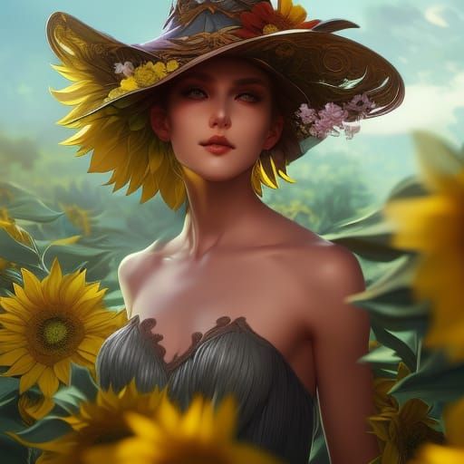 Sunflower Lady - AI Generated Artwork - NightCafe Creator