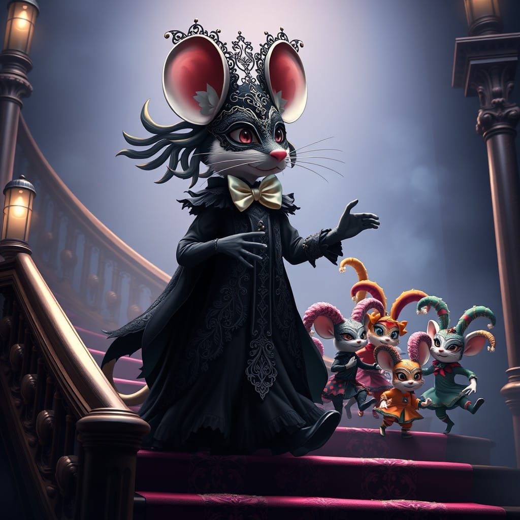 Massive goth mouse masquerade cavorting with their fluffy cute ...