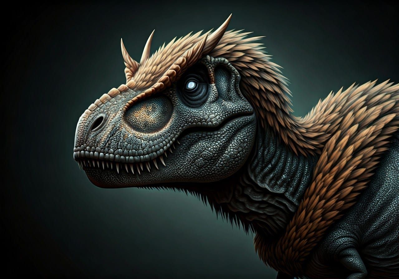 Moonlit Tyrannosaurus Rex with Horned Owl Plumage - AI Art