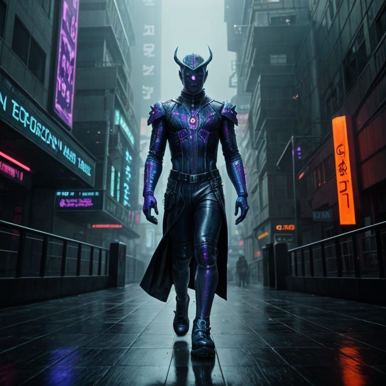 Cyberpunk Creatures in Neon-Lit 2099 Landscape - AI Art
