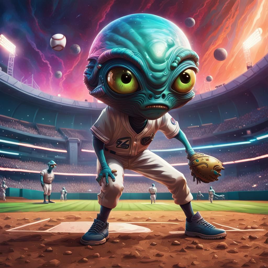 an intergalactic baseball game featuring a team of aliens from various ...