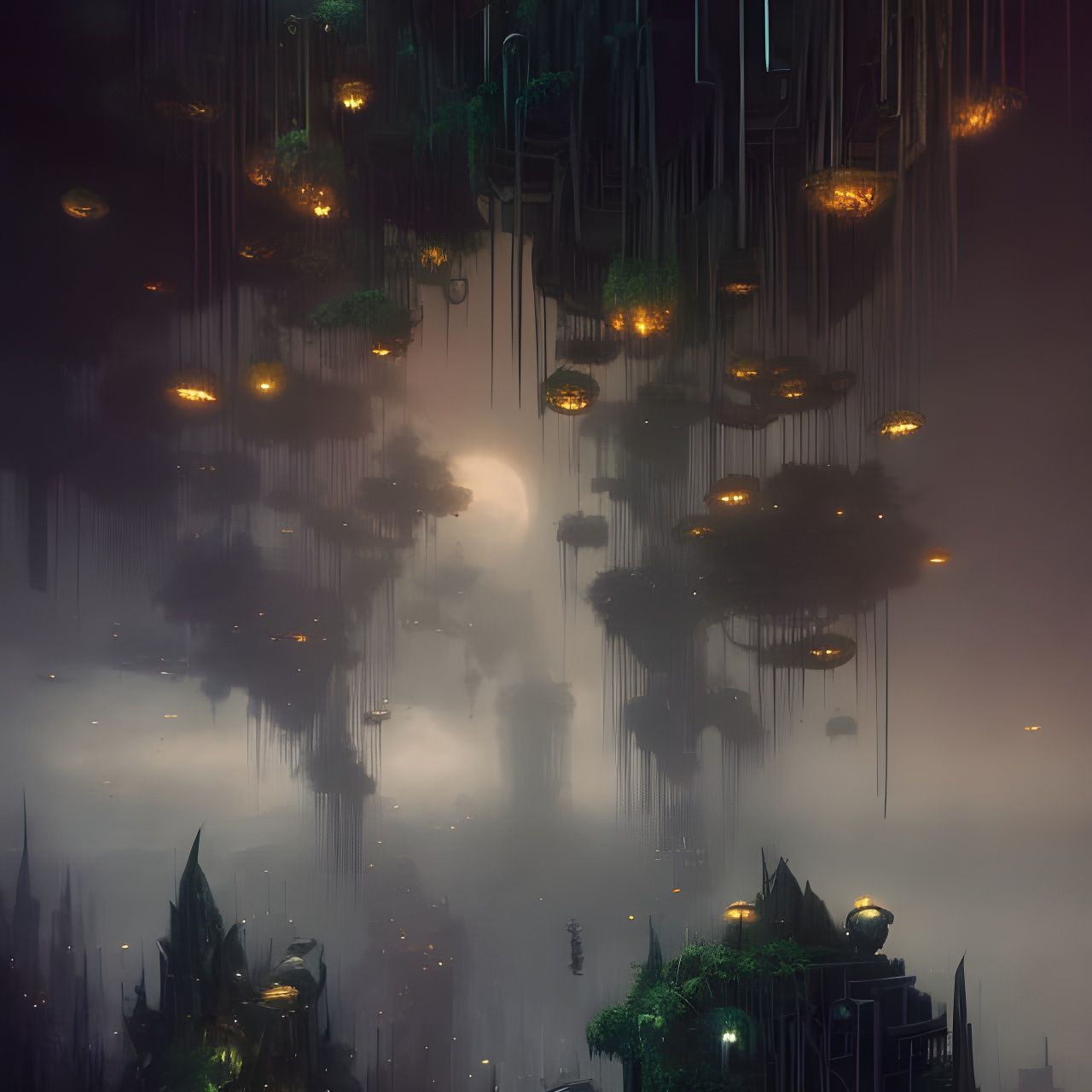 Hanging City - AI Generated Artwork - NightCafe Creator
