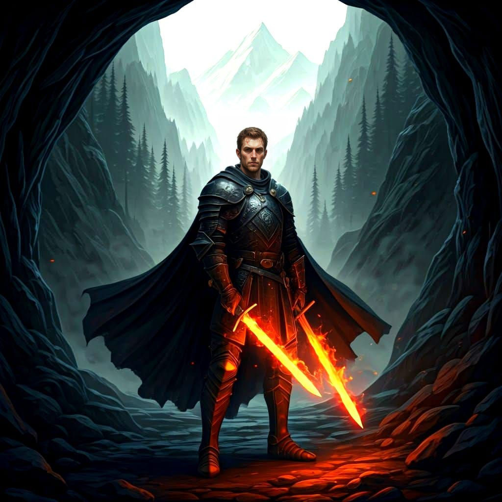 Epic Dungeons and Dragons Fighter in Majestic Wood... - AI Art