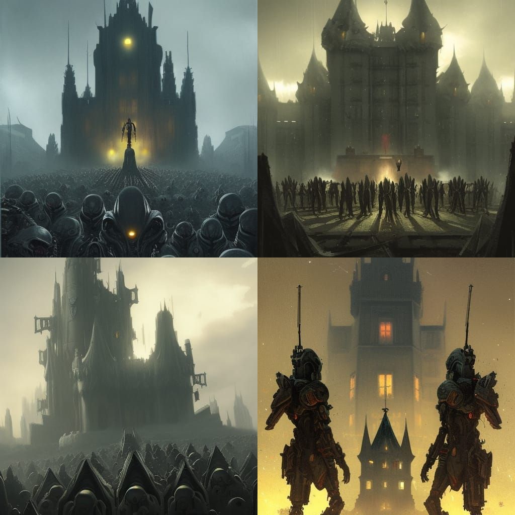 aliens army in a front of a castle - AI Generated Artwork - NightCafe ...