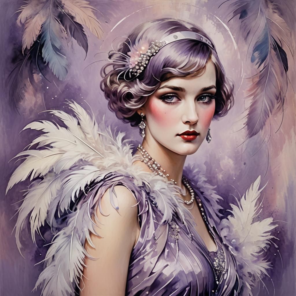 Lilac purple flapper - AI Generated Artwork - NightCafe Creator
