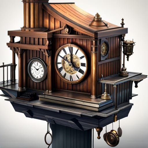 Dual Timezone Steampunk Cuckoo Clock - AI Generated Artwork - NightCafe ...