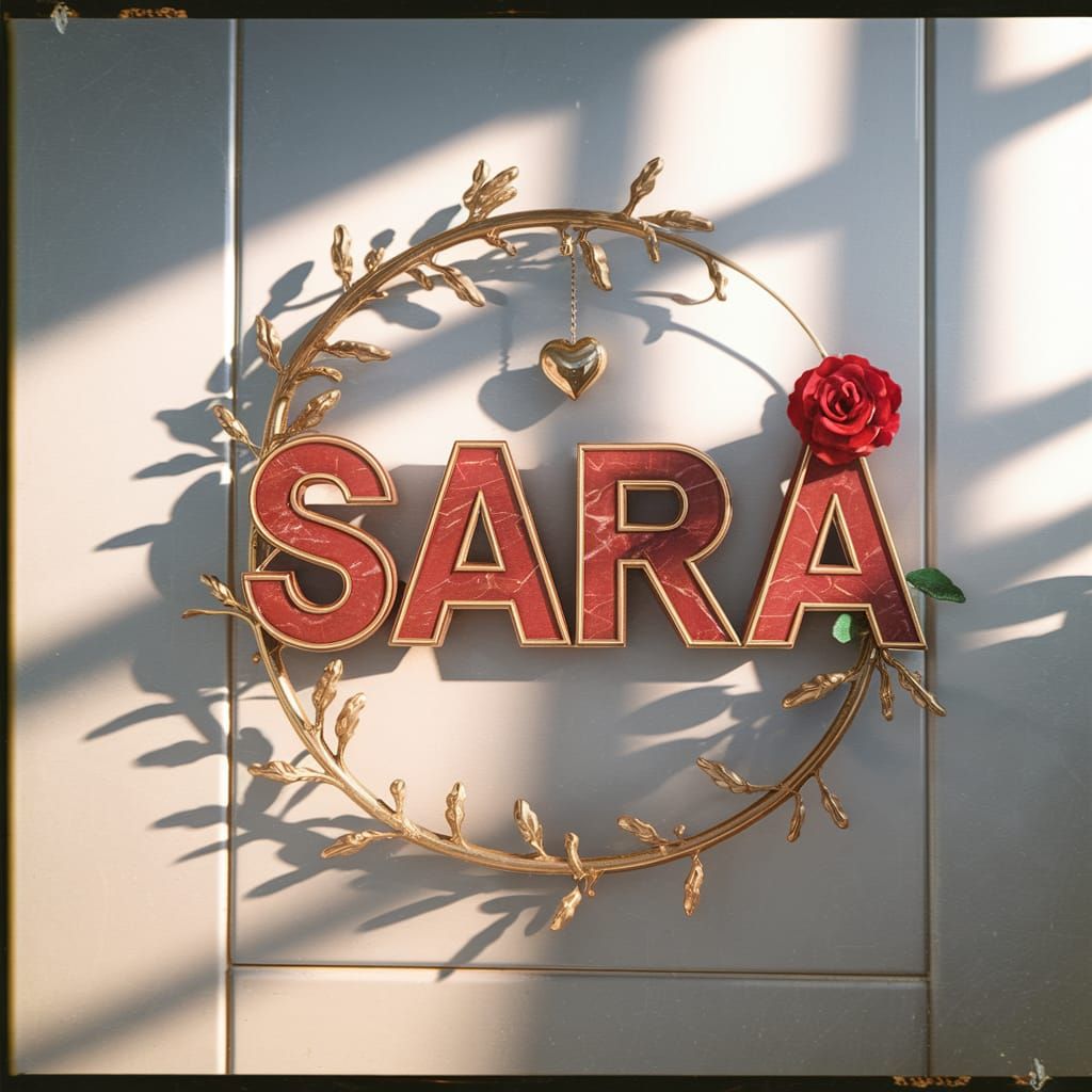 Luxurious Name 'Sara' in Shiny Red Marble Letters ... - AI Art
