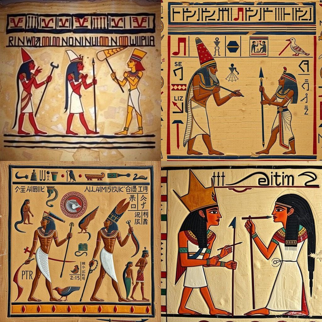 Egyptian Artisans at Work in Ancient Wall Painting... - AI Art