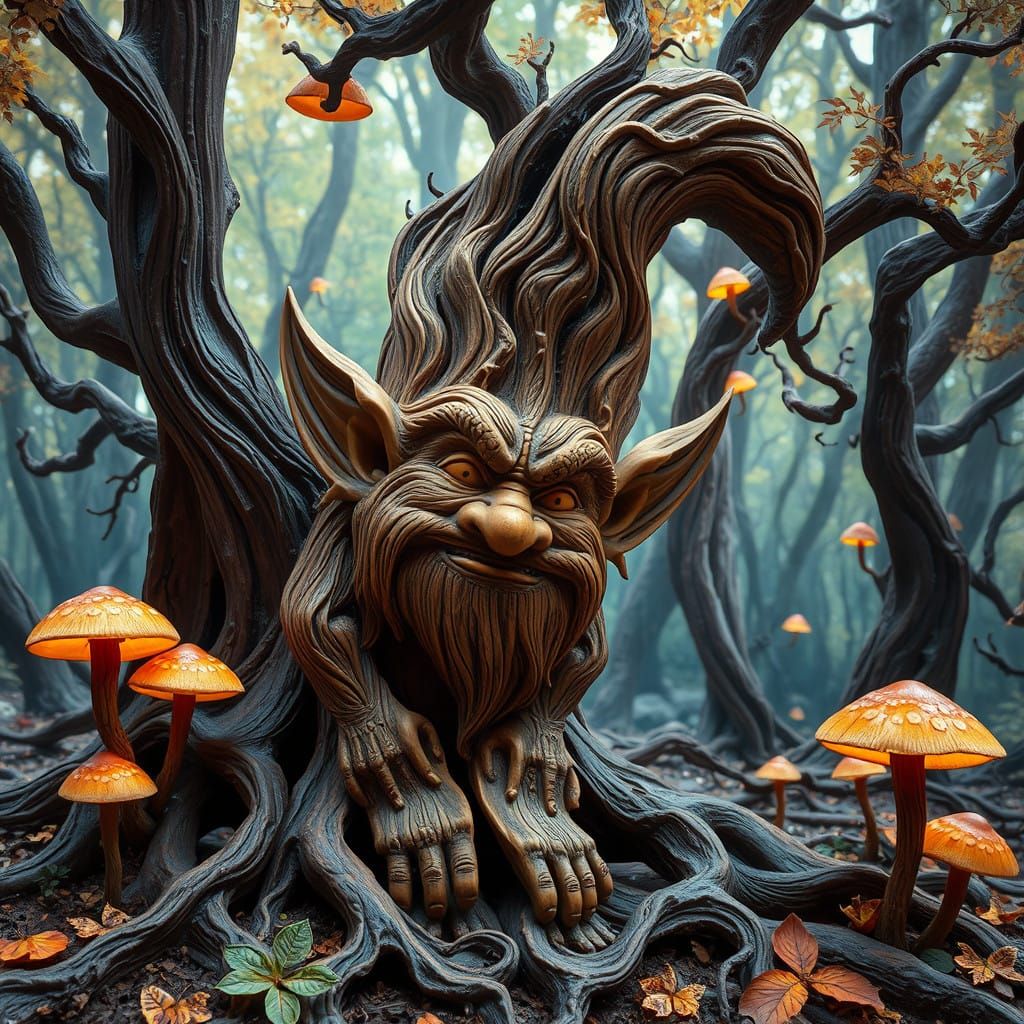 Troll - Mystical Forest Troll Sculpture in Wood