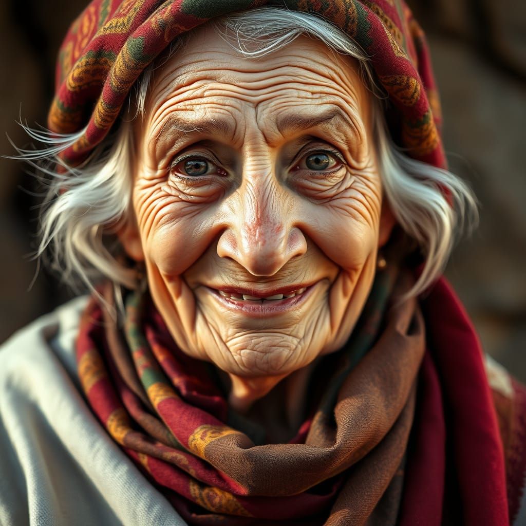 Gentle Matriarch with a Life of Wisdom - AI Art