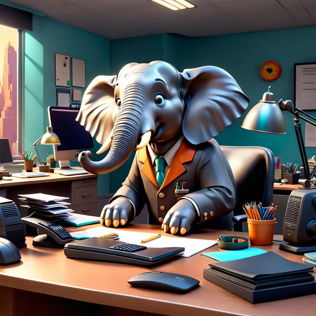 Office worker elephant - AI Generated Artwork - NightCafe Creator